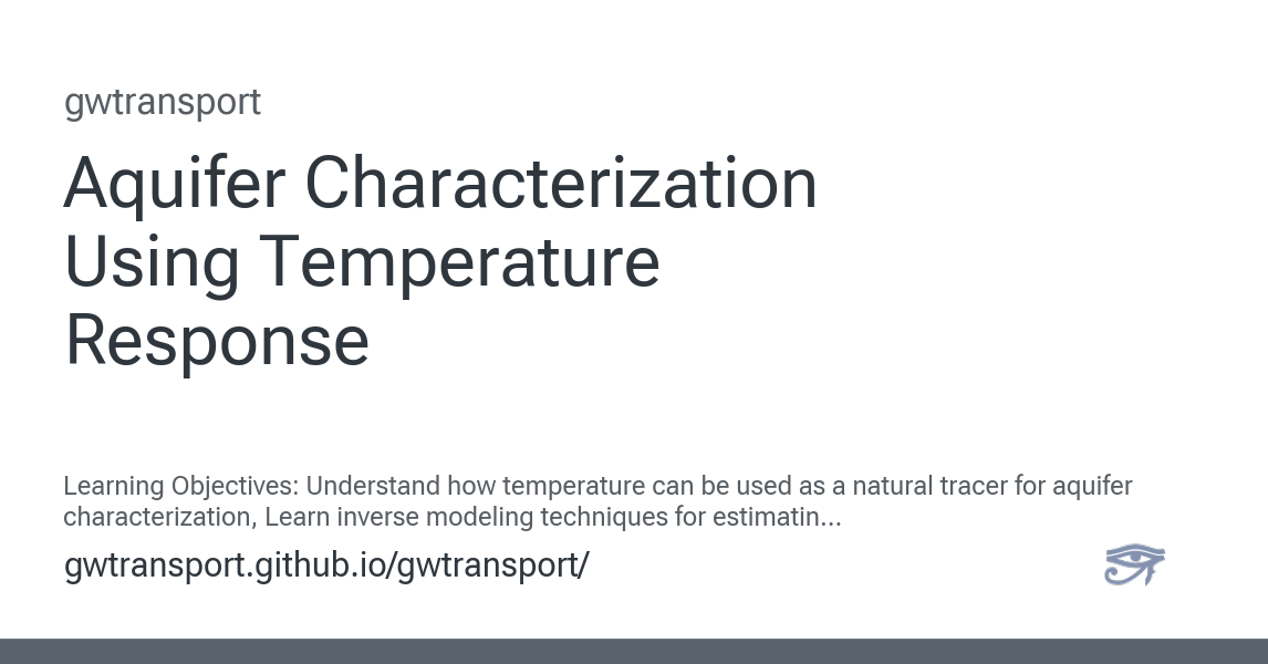 Aquifer Characterization Using Temperature Response — gwtransport
