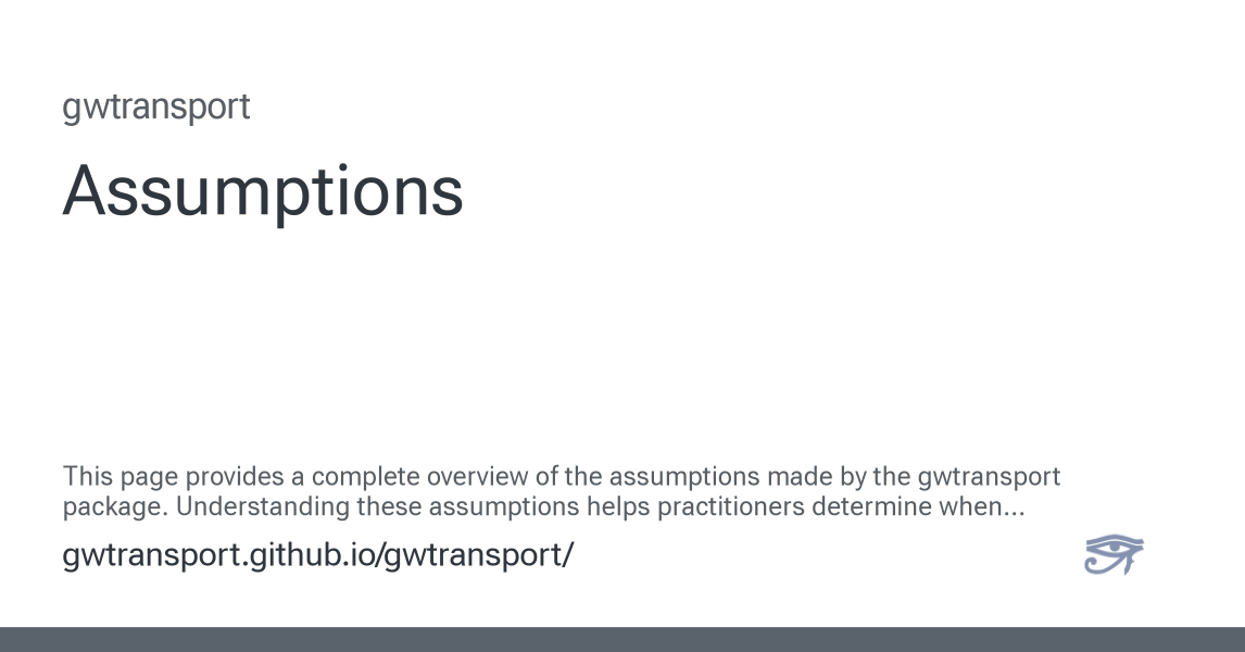 Assumptions — gwtransport